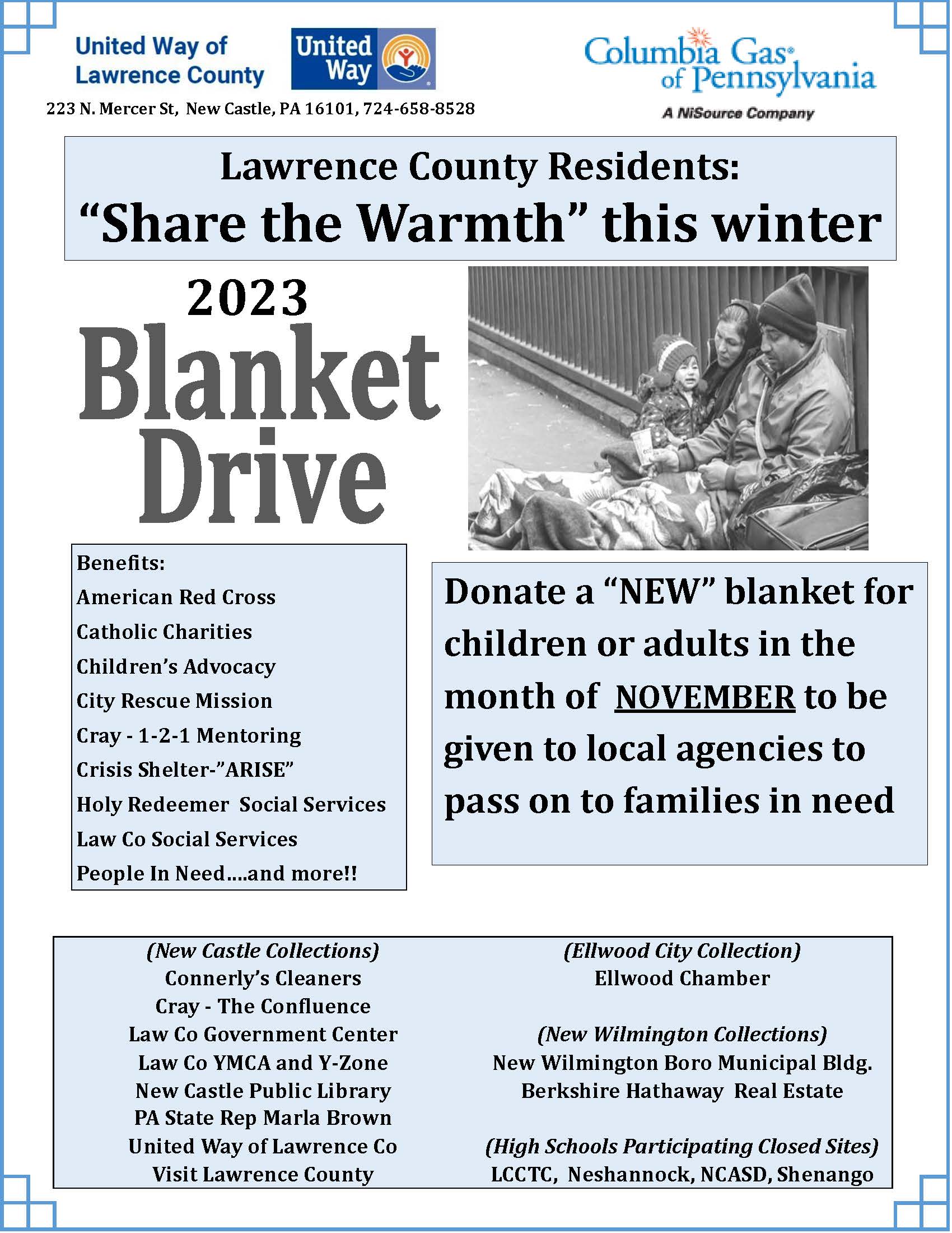 Share The Warmth Blanket Drive - New Wilmington Borough